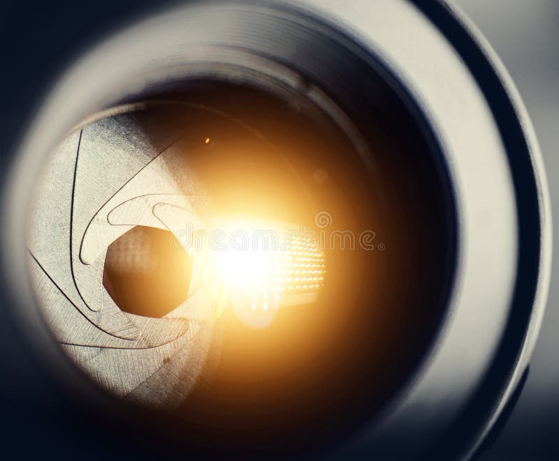 The Front Lens of the Lens and the Aperture Stock Photo - Image of ...