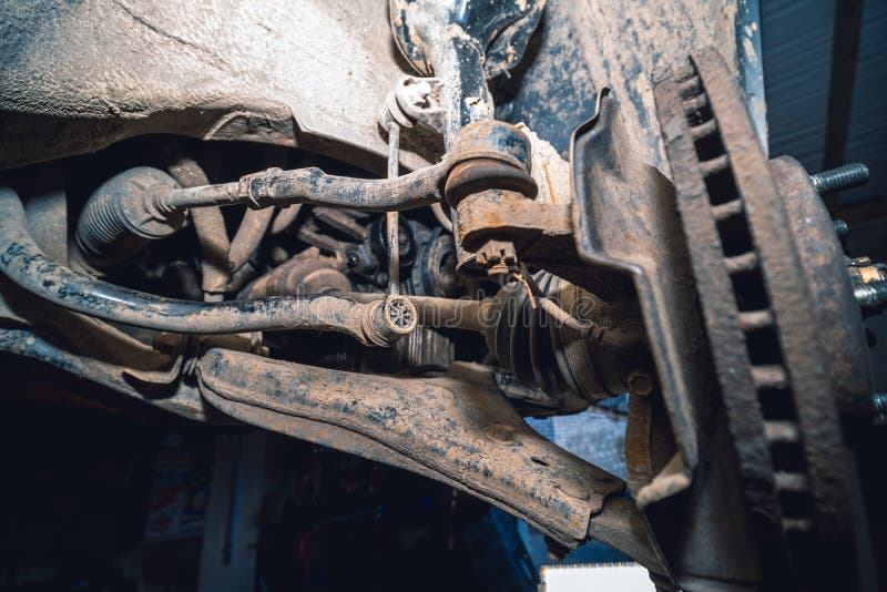 Front Levers and Stabilization Racks of the Car, ABS Sensor, Brake ...