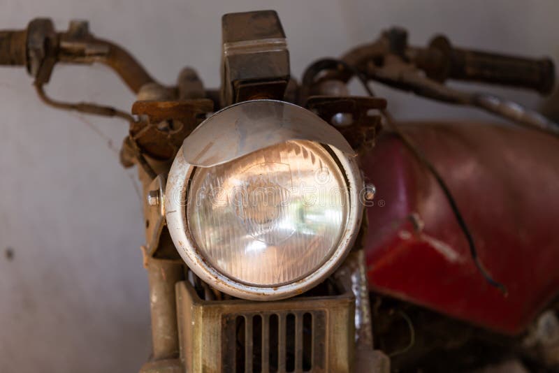 Front Lighting of Vintage Motorcycle , Head Lamp Stock Photo - Image of ...