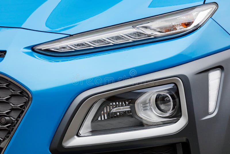 Front lights of a car stock image. Image of modern, closeup - 176726893