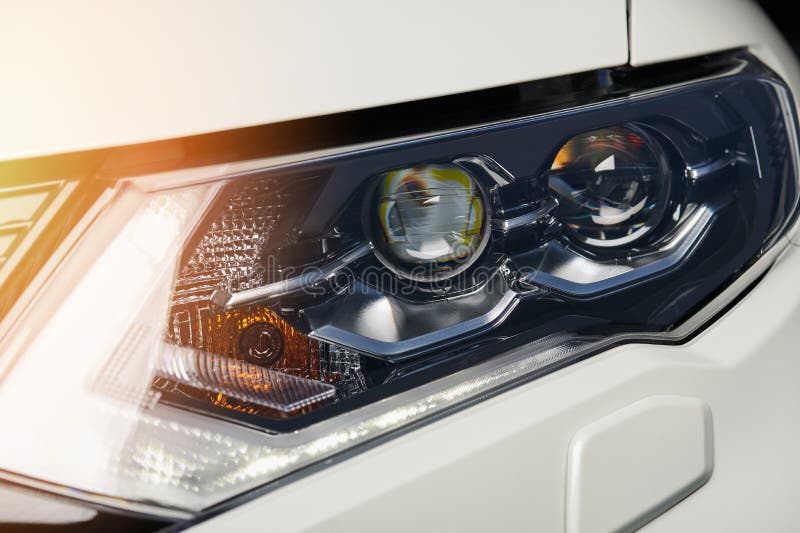 Front lights in modern car stock photo. Image of front - 190662660