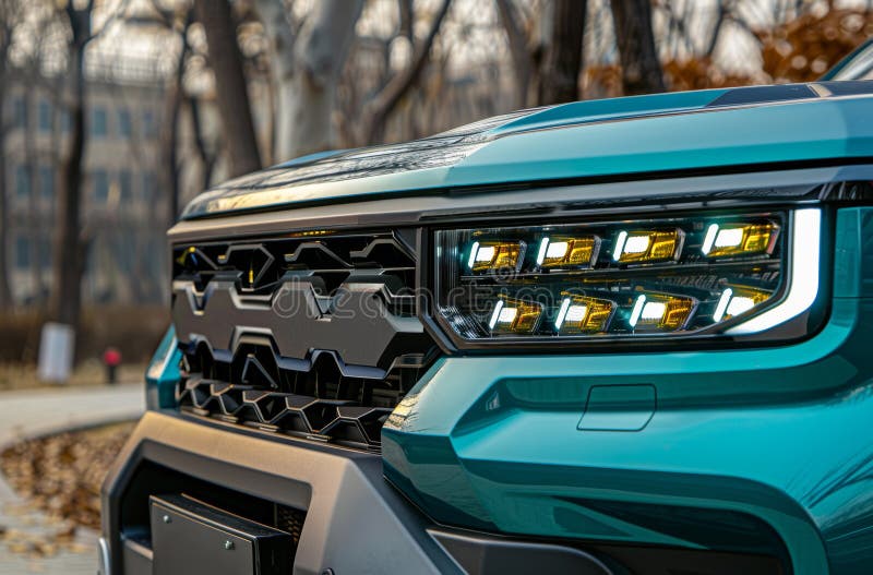 The Front Lights of the New Pickup Truck Stock Photo - Image of ...