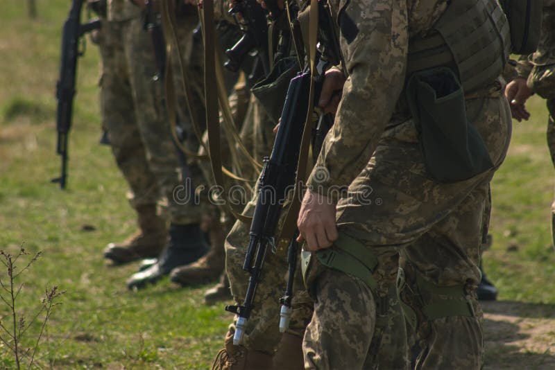 Front Line. Military Attack on Battlefield from Ambush Stock Image ...