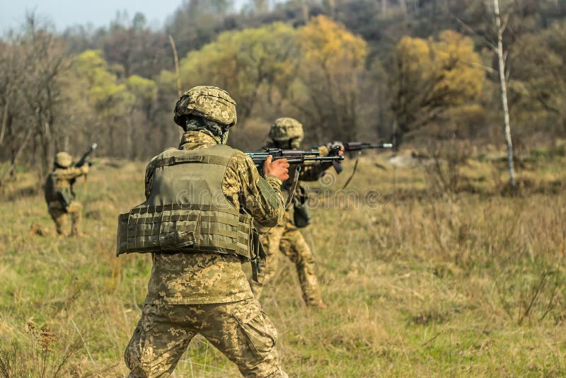 Front Line. Military Attack on Battlefield Stock Image - Image of ...