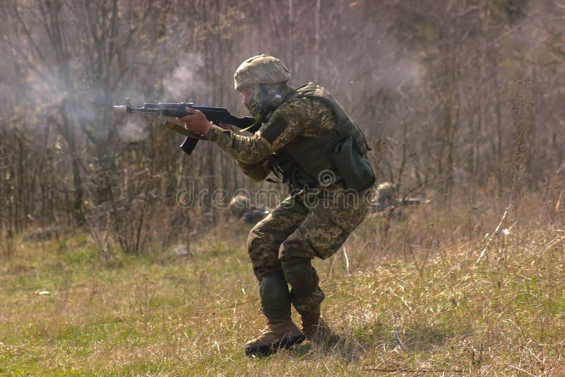 Front Line. Military Attack on Battlefield Editorial Photography ...