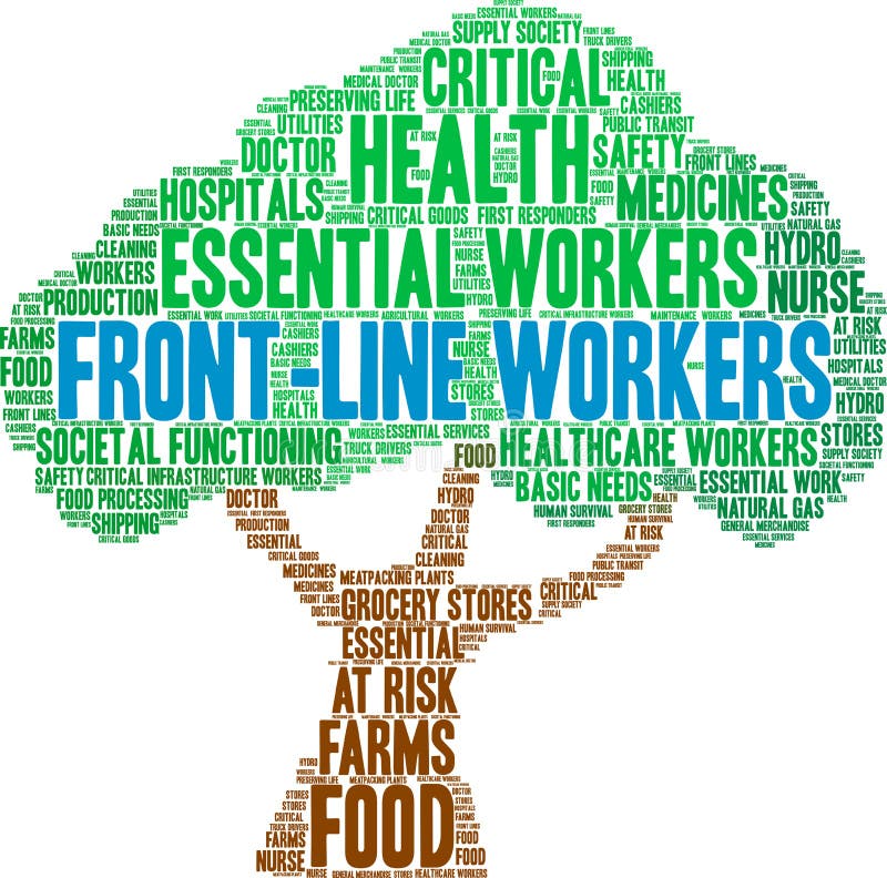 Front Line Workers Word Cloud Stock Vector - Illustration of grocery ...