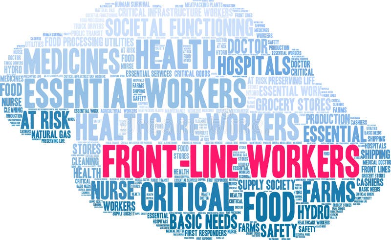 Front Line Workers Word Cloud Stock Vector - Illustration of critical ...