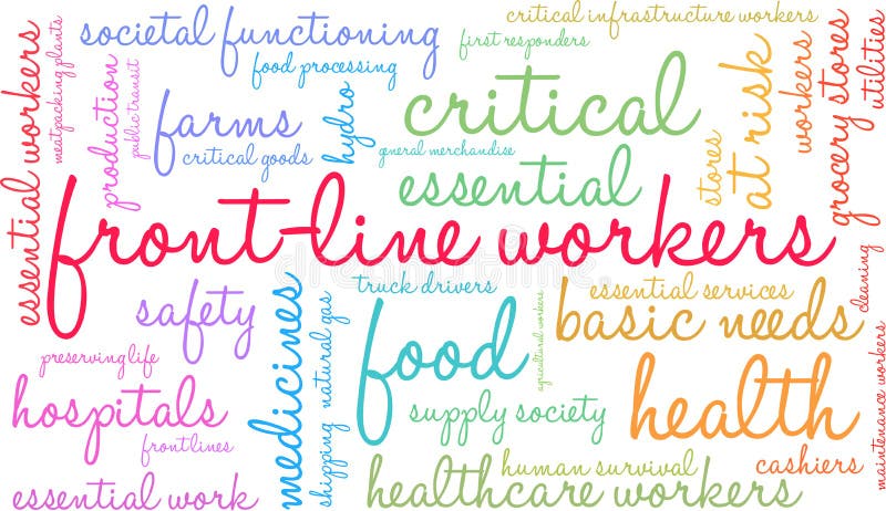 Front Line Workers Word Cloud Stock Vector - Illustration of cashiers ...