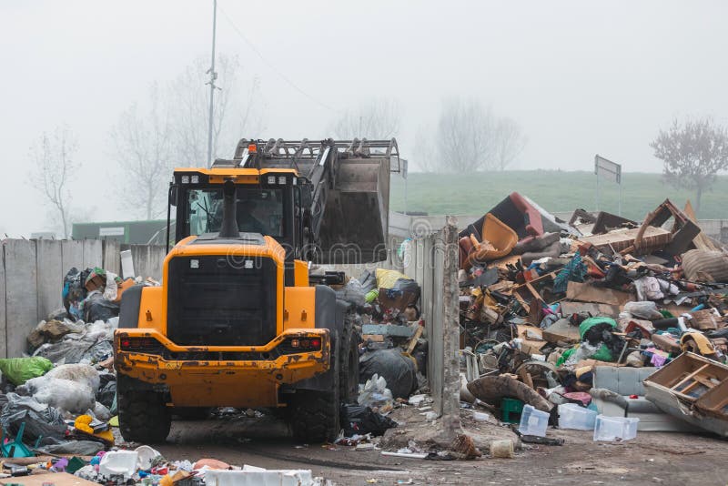 Front Loader Moving Forward Backward Recycling Center Stock Photos ...