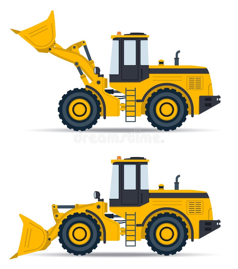 Front Loader with Two Bucket Positions - Lowered and Raised. Vector ...