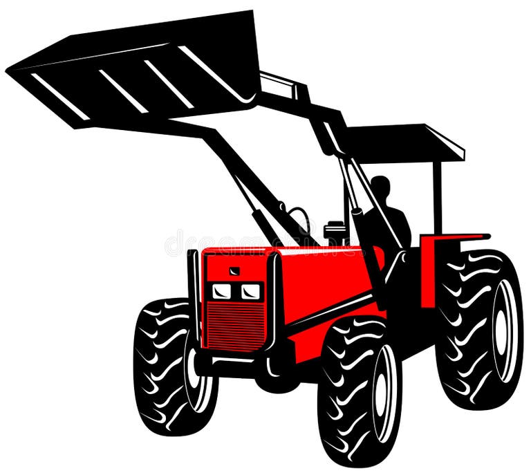 Tractor Front End Loader Black White Stock Illustrations – 88 Tractor ...