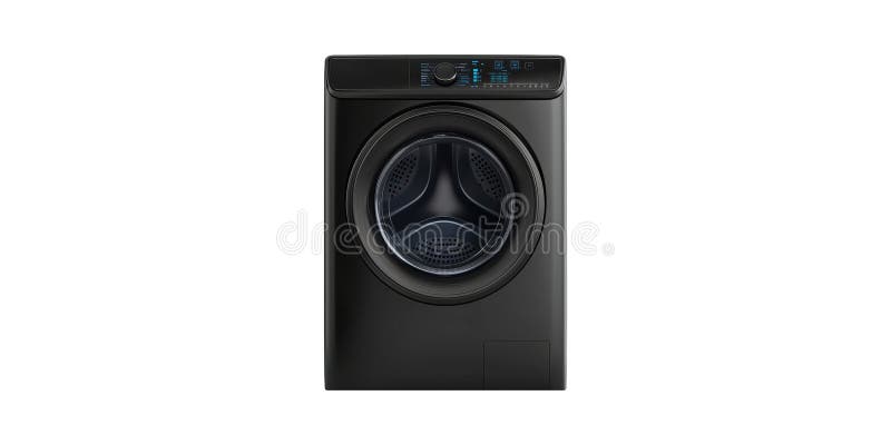 Front-Loading Black Washing Machine with Digital Display. Modern ...