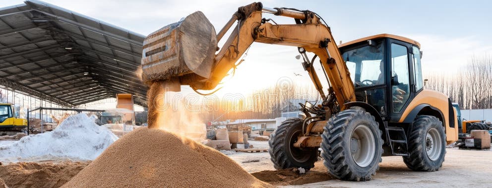 Front-loading Grain Machine Transfers Bulk Wheat and Corn Under ...
