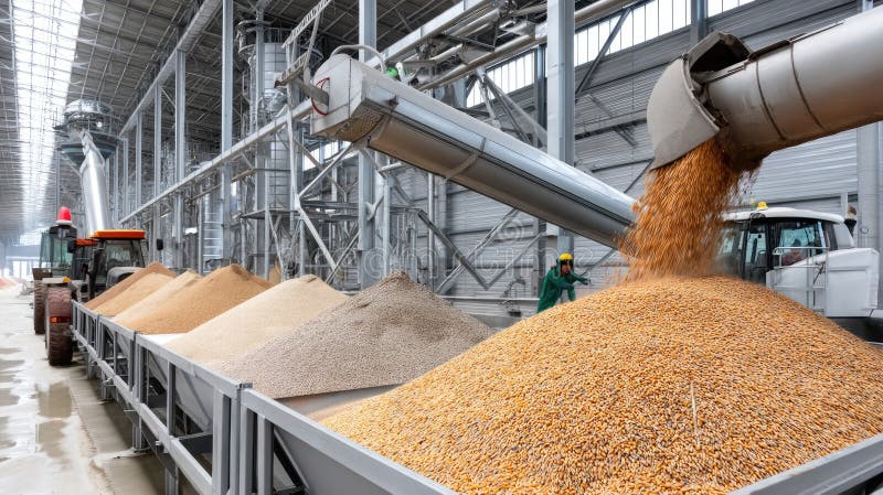 Front-loading Grain Machine Transfers Bulk Wheat and Corn Under ...