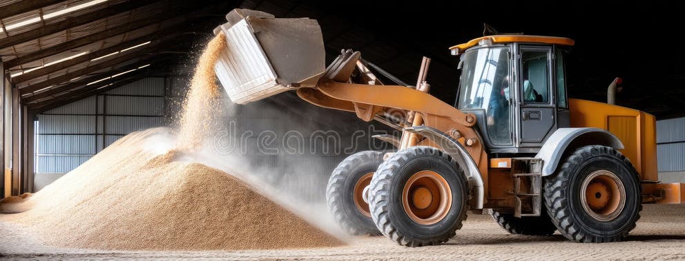 Front-loading Grain Machine Transfers Bulk Wheat and Corn Under ...