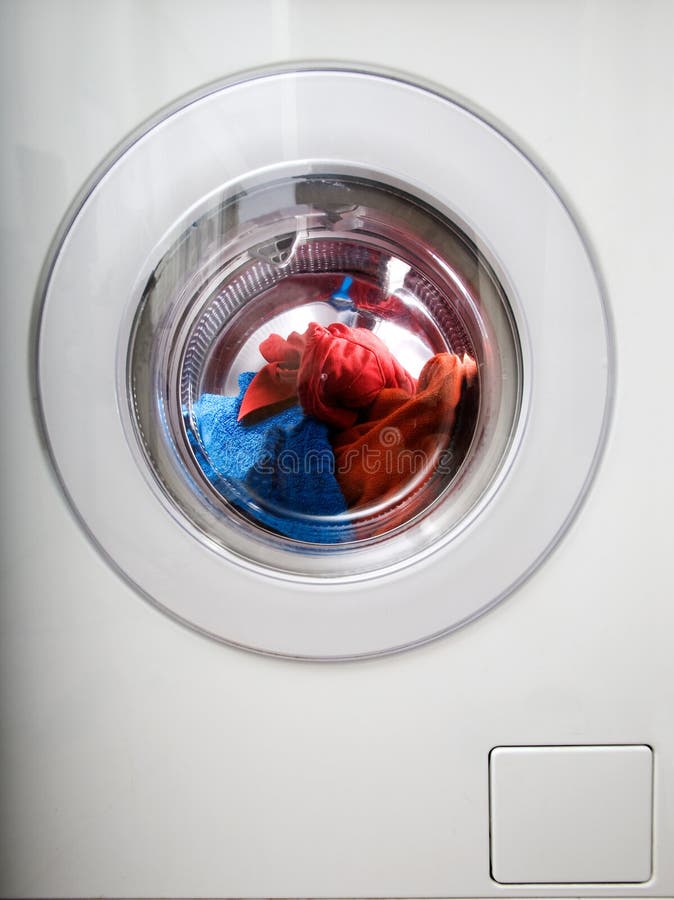 Front Loading Washing Machine Stock Image - Image of washing, orange ...