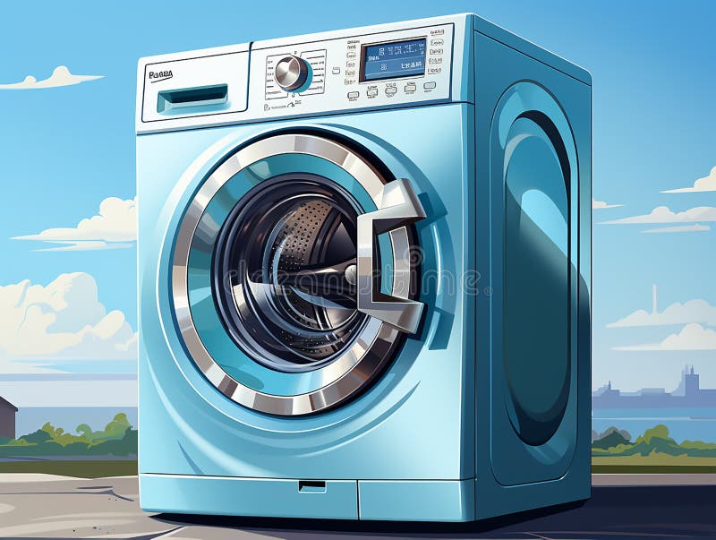 Front-Loading Washing Machine Stock Illustration - Illustration of spin ...