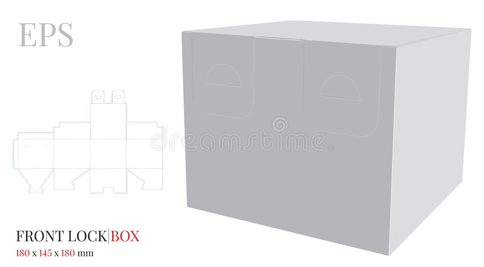 Front Lock Box Template, Vector with Die Cut / Laser Cut Layers. White ...