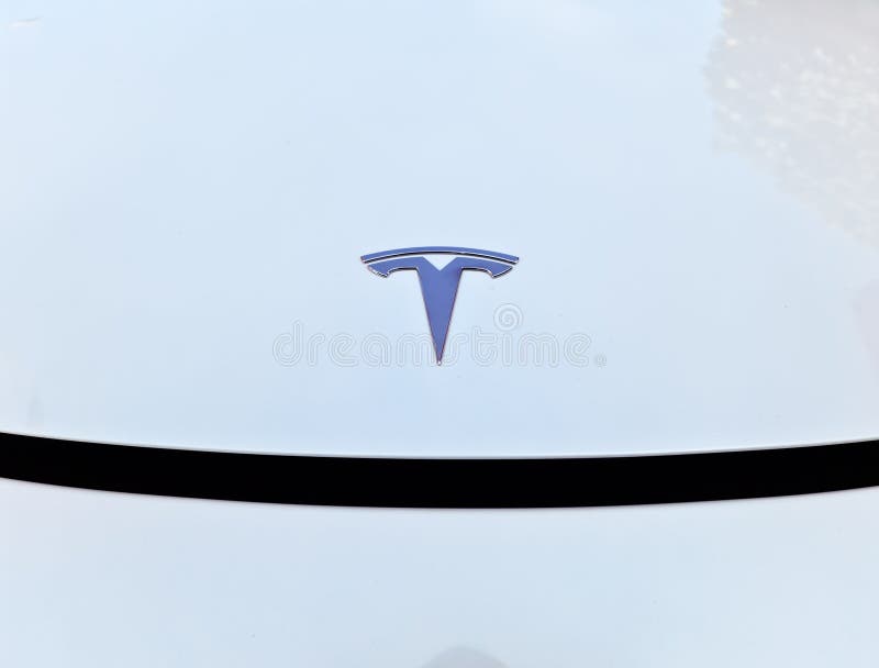 Front Logo of a White Tesla Model 3 Editorial Image - Image of brand ...