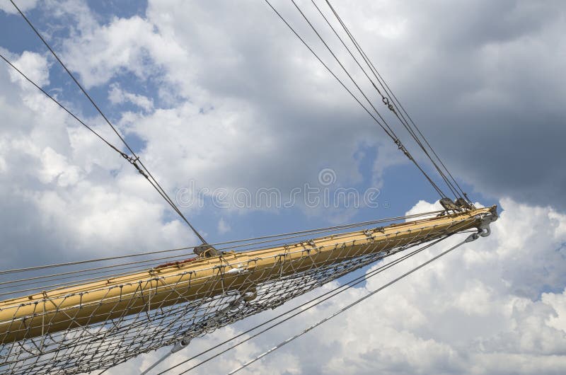 Front Mast of Sailboat in Harbor in Cloudy Day Stock Image - Image of ...