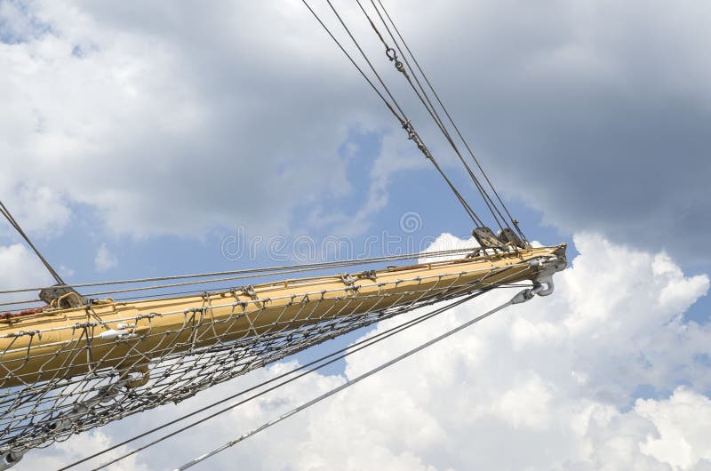 Front Mast of Sailboat in Harbor in Cloudy Day Stock Image - Image of ...