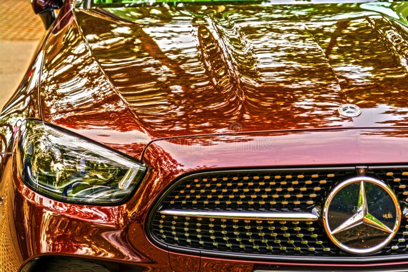 Front Side of a Mercedes-Benz E is Parking in a Park Editorial ...