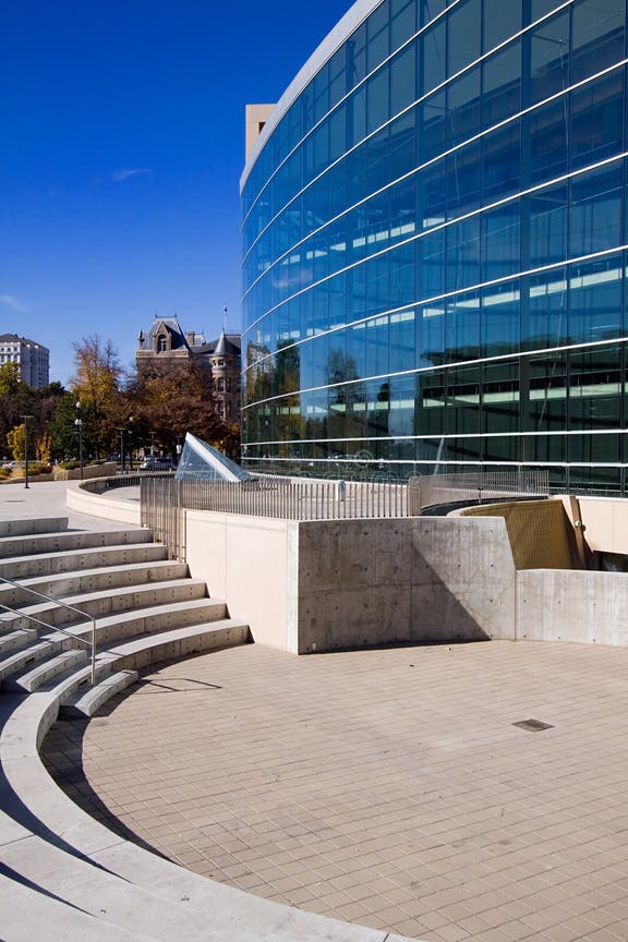 Front of the Mirrored Library Building Stock Image - Image of ...