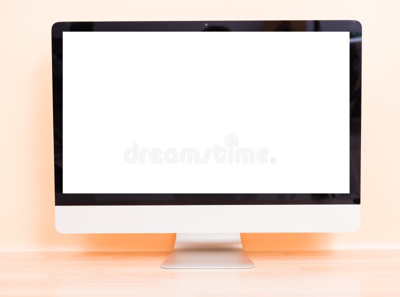 Front Mockup Monitor Computer Blank Screen Architectural on Desk Table ...
