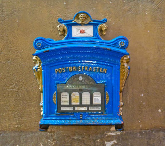 The Front of a Model of an Ancient Blue Mailbox Editorial Stock Image ...