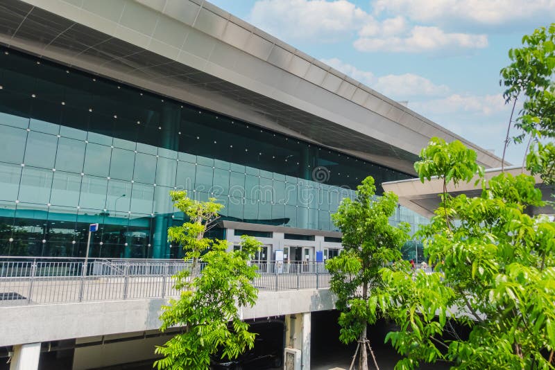 Front of Modern Building with Big Glass Wall Stock Image - Image of ...
