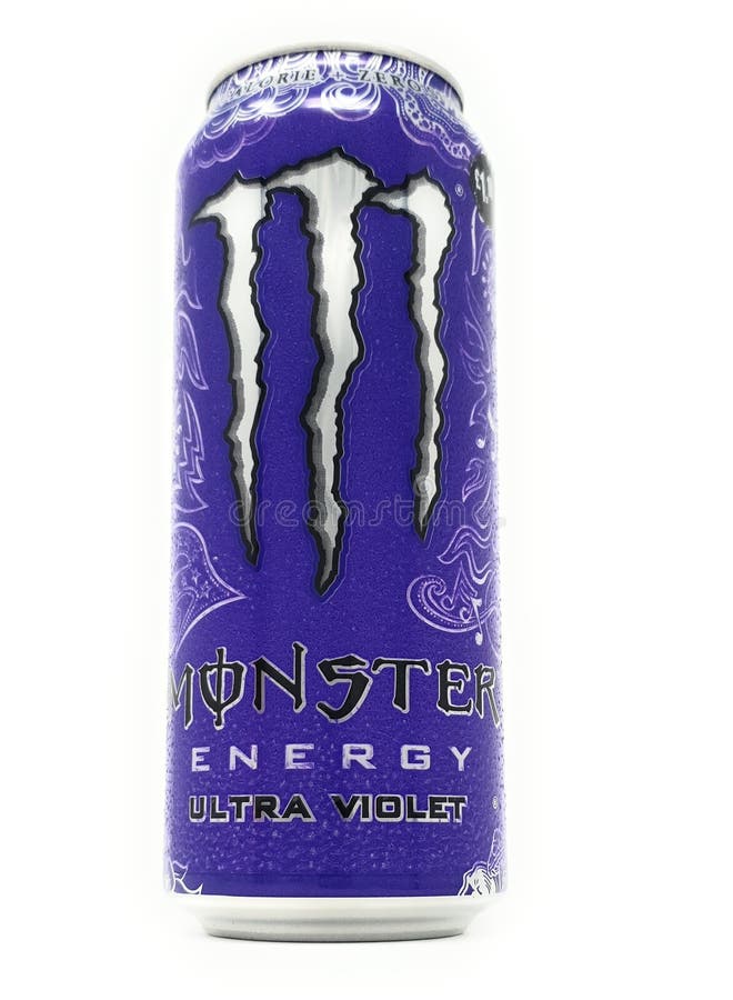 The Front of a Monster Energy Ultra Violet 500ml Drink Can. Editorial ...