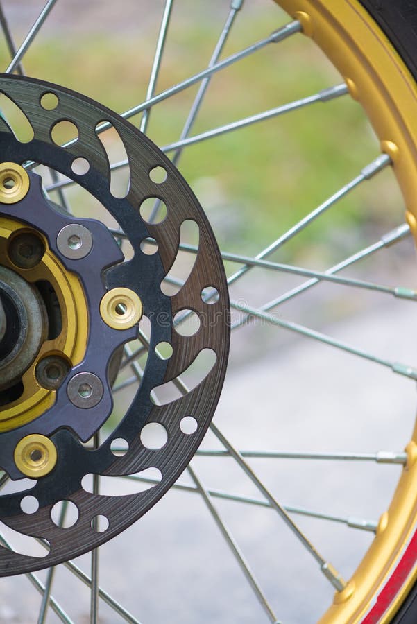 Front Motorcycle Disk Breaks and Tire Stock Image - Image of chrome ...