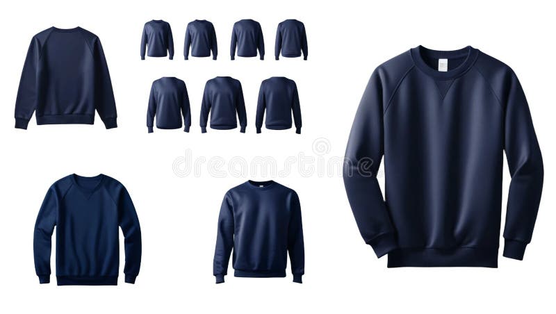 Front Navy Blue Sweatshirt, Back Navy Blue Sweatshirt, Set of Navy Blue ...