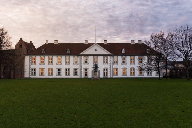 The Front of Odense Slot (castle), Denmark Stock Photo - Image of ...