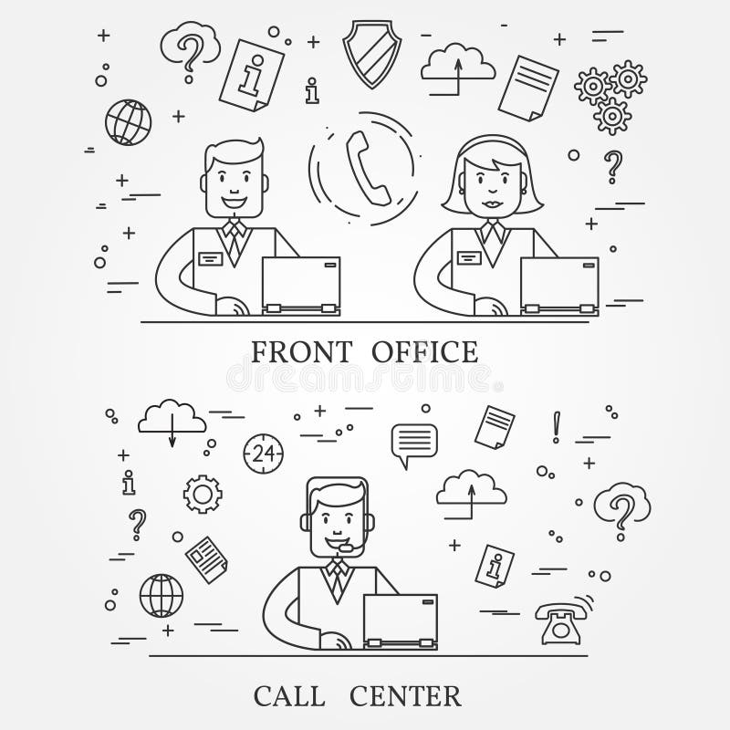 Front Office. Thin Line Icon. Vector. Stock Vector - Illustration of ...
