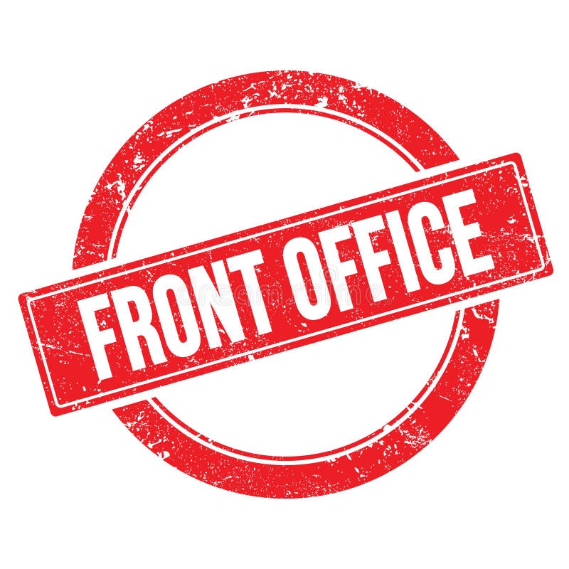 FRONT OFFICE Text on Red Grungy Round Stamp Stock Illustration ...