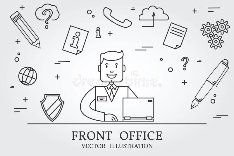 Front Office. Think Line Icon. Vector. Stock Vector - Illustration of ...