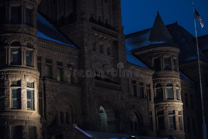 Front of old building stock image. Image of brick, lighted - 145165565