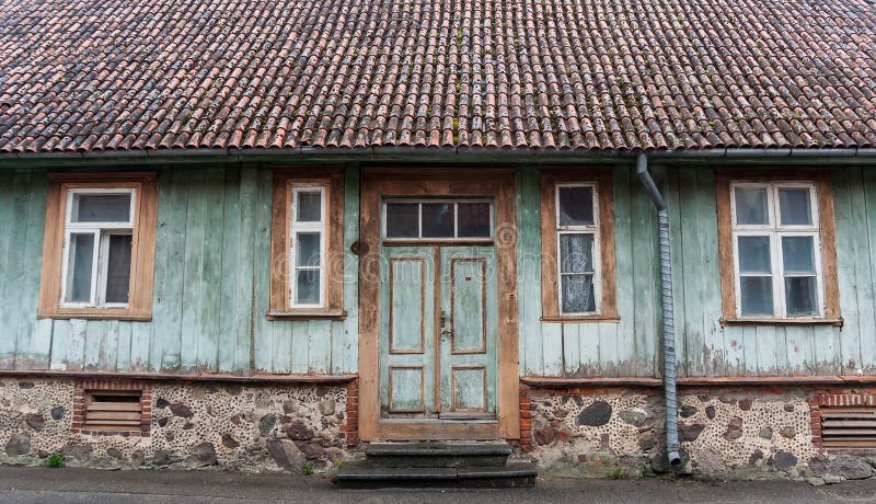 Front of an Old House in Viljandi Stock Image - Image of aged ...