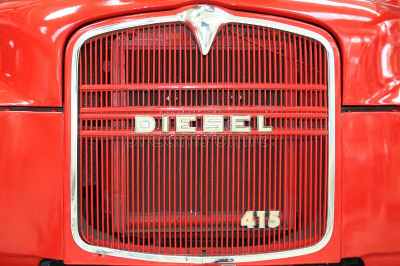 Front of Old Red Diesel Truck Stock Image - Image of firebrigade ...