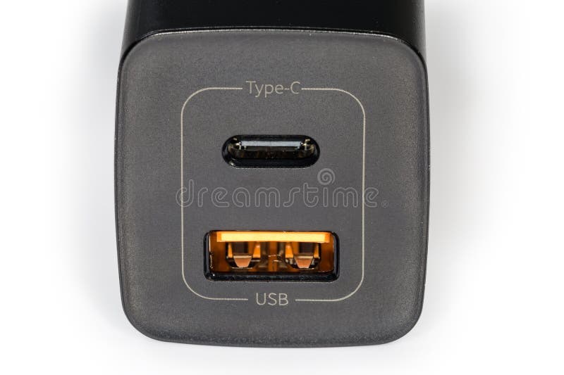 Front Panel of Charger with Two Different USB Output Sockets Stock ...