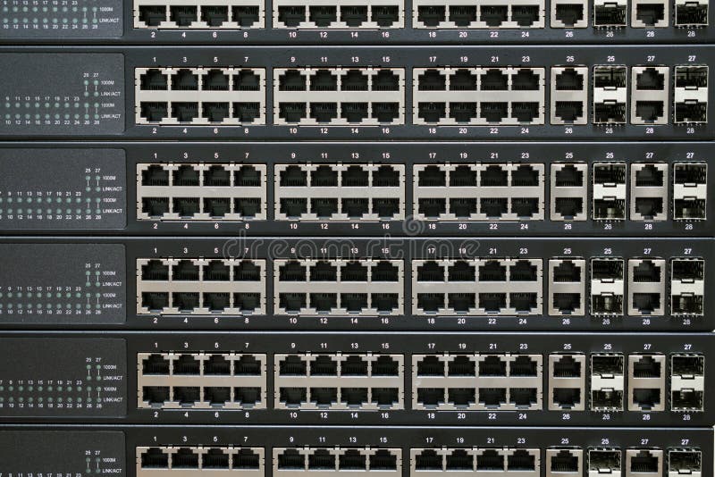 The Front Panel of Internet Equipment Installed in the Server Room ...