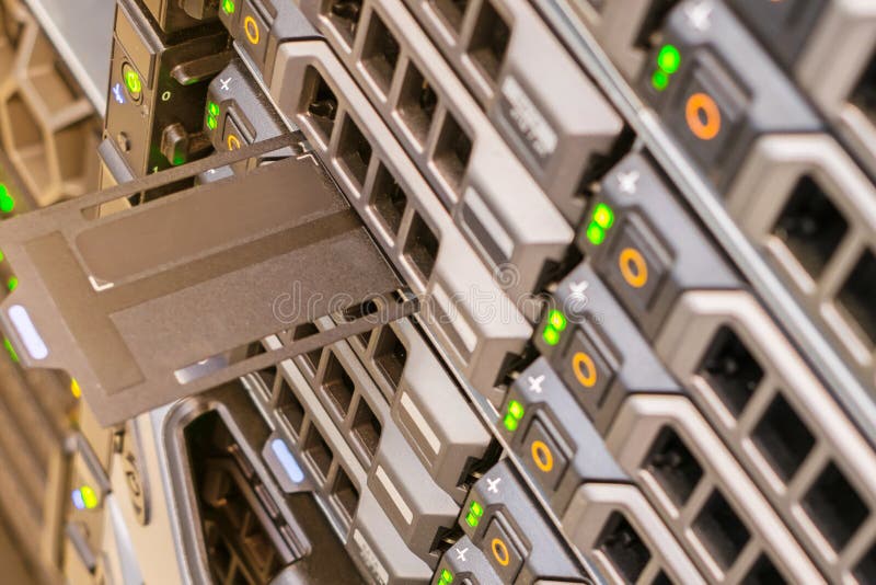 The Front Panel Of Internet Equipment Installed In The Server Room ...