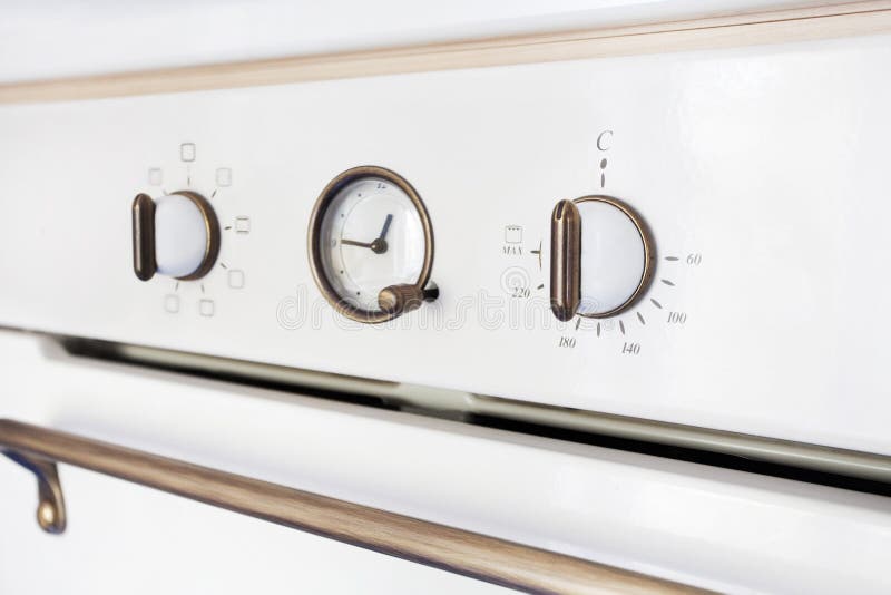 Front Panel Of New Modern Retro Oven Stock Photo - Image of closeup ...