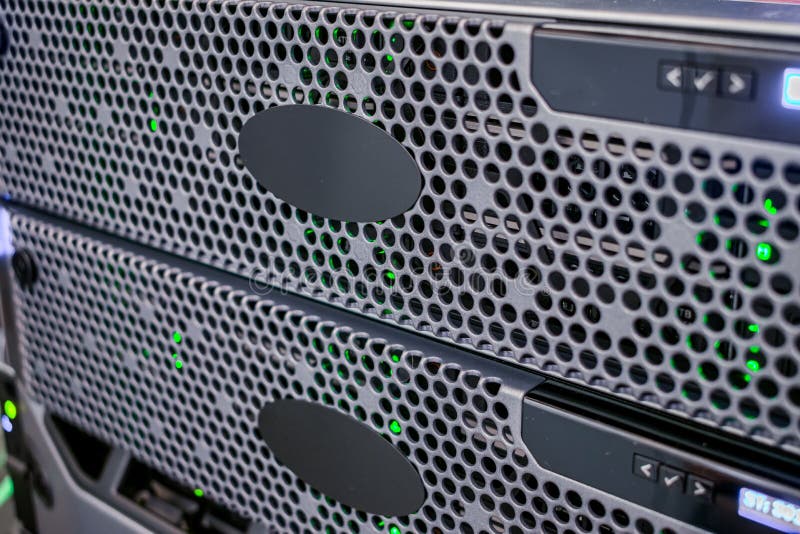 Front Panel of Powerful Database Servers. There is Computer Equipment ...