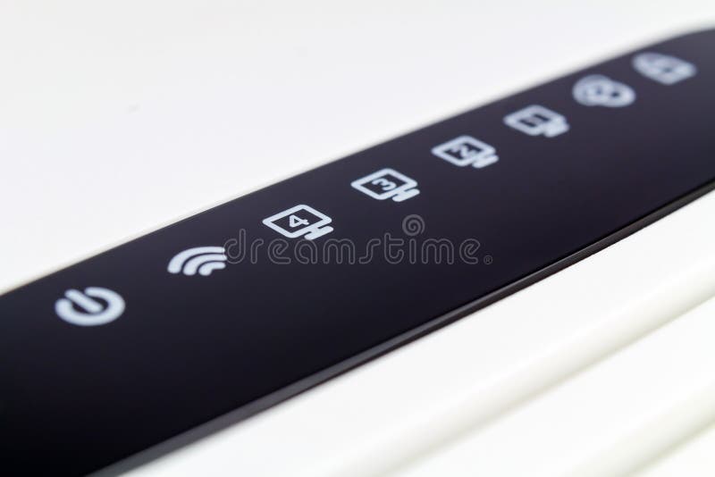 Front Panel of the Router with LED Indicators Closeup Stock Photo ...