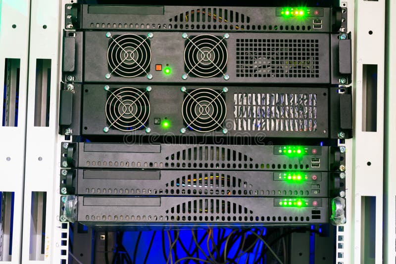 Front Panel of the Central Router with a Set of Optical Links is in the ...