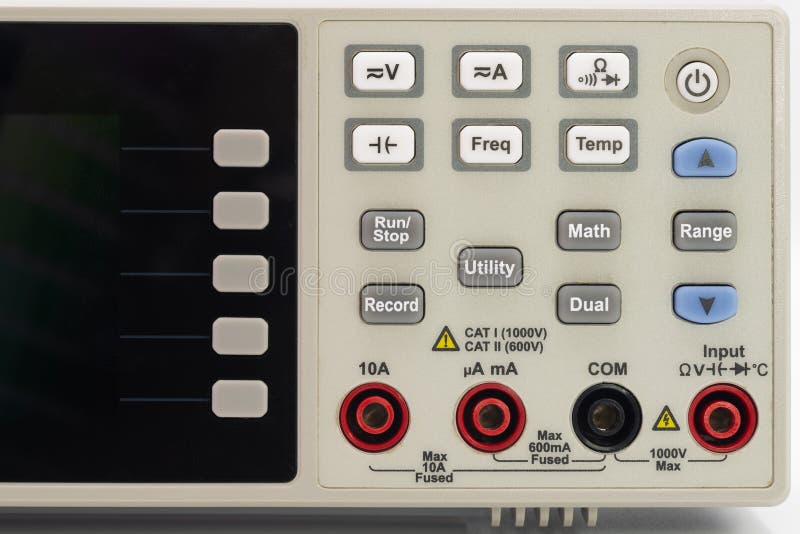 Front Panel View of a Digital Multimeter Displaying Various Function ...