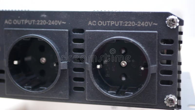 Front Panel of the Voltage Converter with Sockets and Power Switch ...