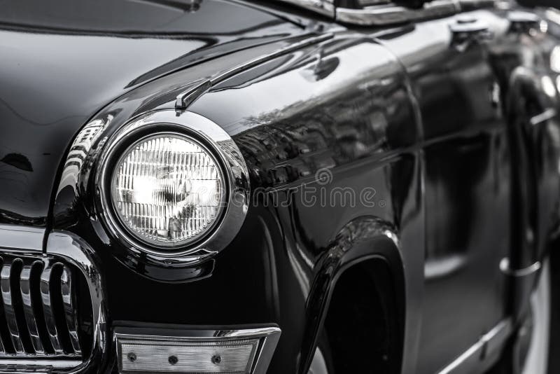 Front Part with the Headlight Retro Car Stock Photo - Image of light ...
